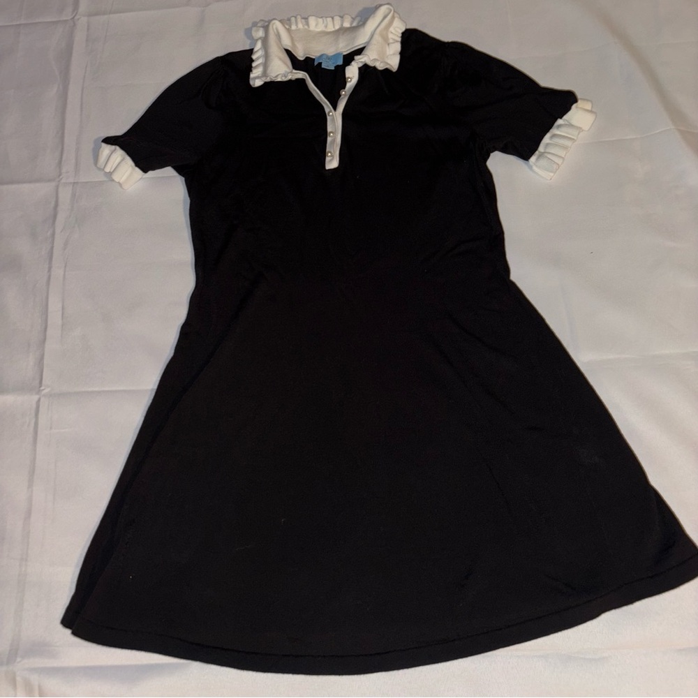 Cece Black Cream Dress Cream Ruffle Collar Xl - Gem